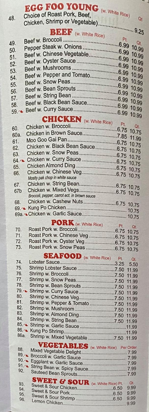 Menu at Kings Food Chinese Restaurant, Kings Park, 619 E Main St