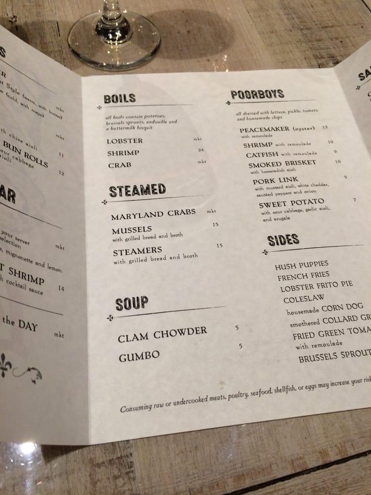 Menu at Peacemaker Lobster & Crab restaurant, St. Louis