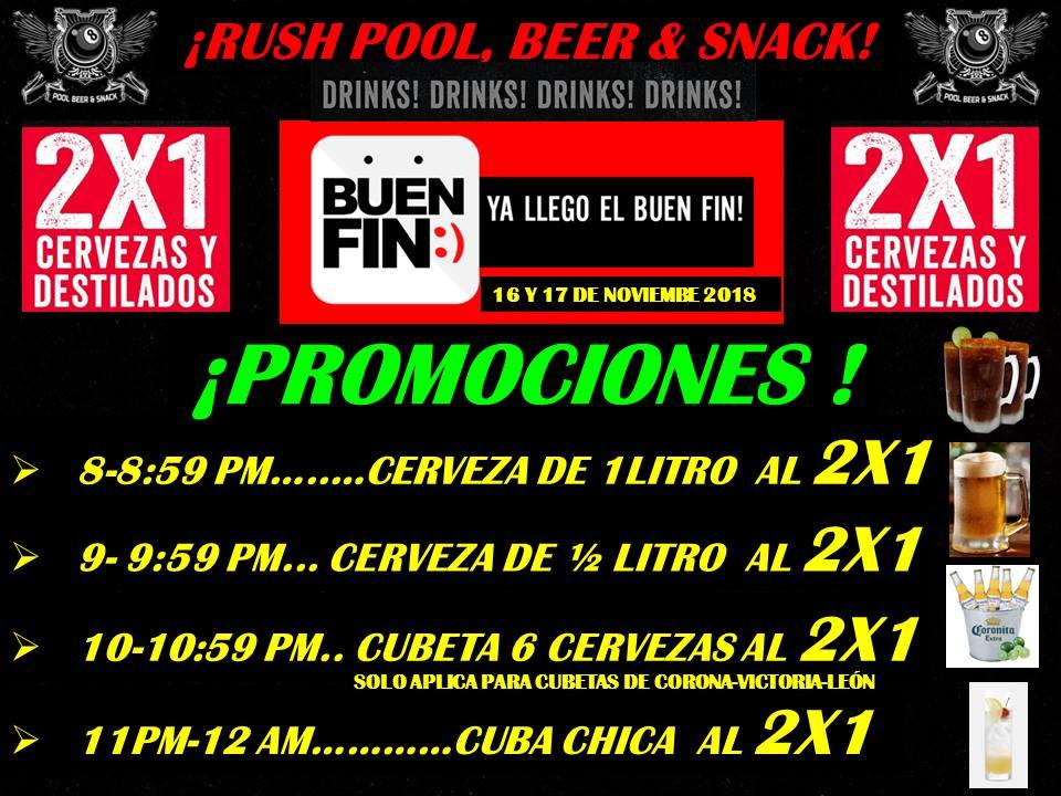 Pub y bar RUSH pool beer & snack, Ciudad de México, 127 de - Carta del ...