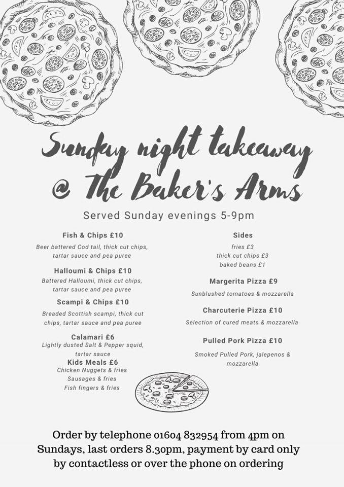 Menu at The Bakers Arms Bugbrooke pub & bar, Bugbrooke