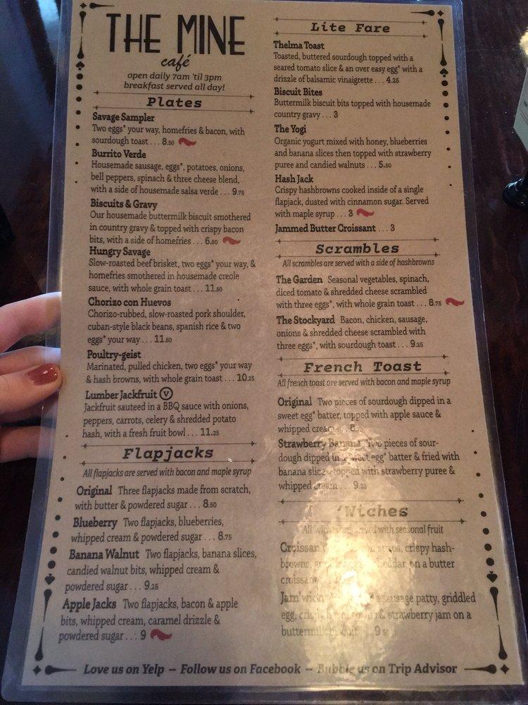 Menu at The Mine Café cafe, Jerome
