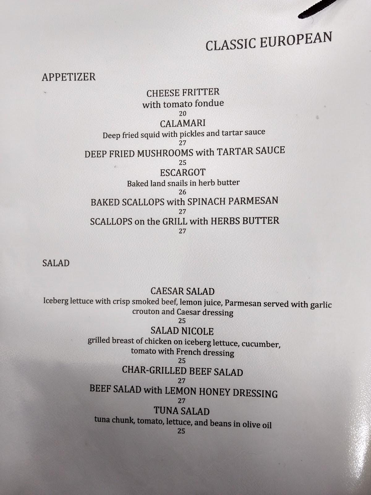 Menu at Waroeng Ethnic restaurant, Padalarang