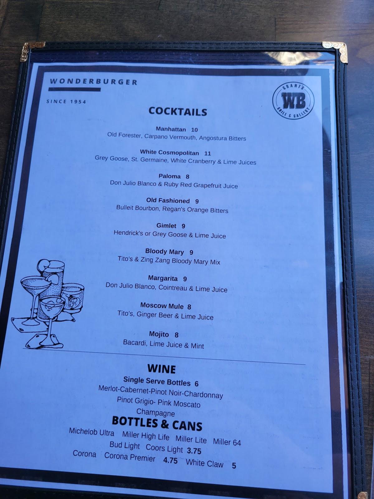 Menu at Grant's Wonderburger Grill & Gallery pub & bar, Chicago, W ...