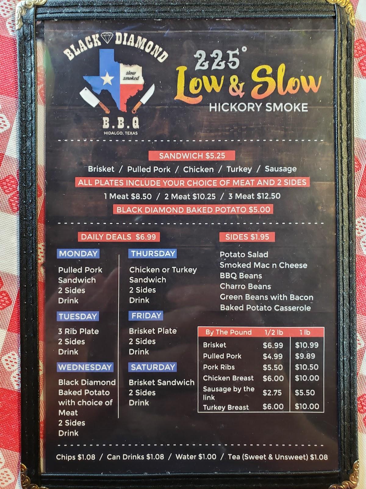 Menu at Black Diamond BBQ - Hidalgo, Hidalgo