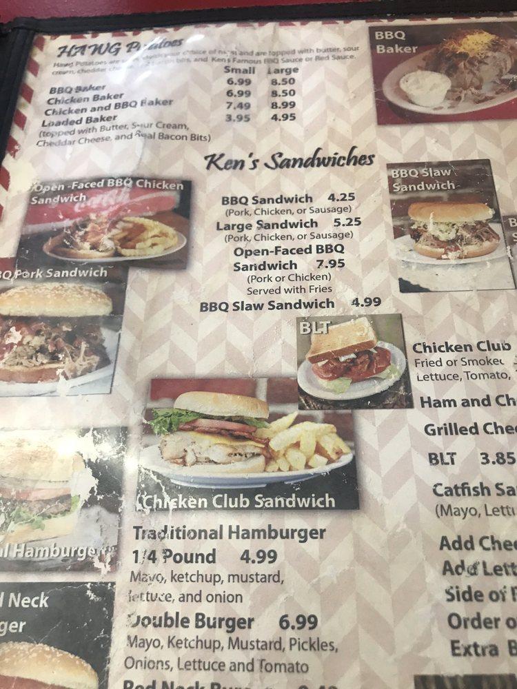 Menu at Ken's Hickory Pit Barbecue, Birmingham, Pinson Valley Pkwy