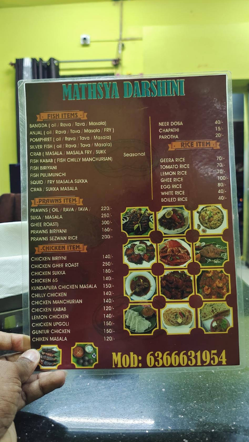 Menu at Matsya Darshini, Bengaluru, 716