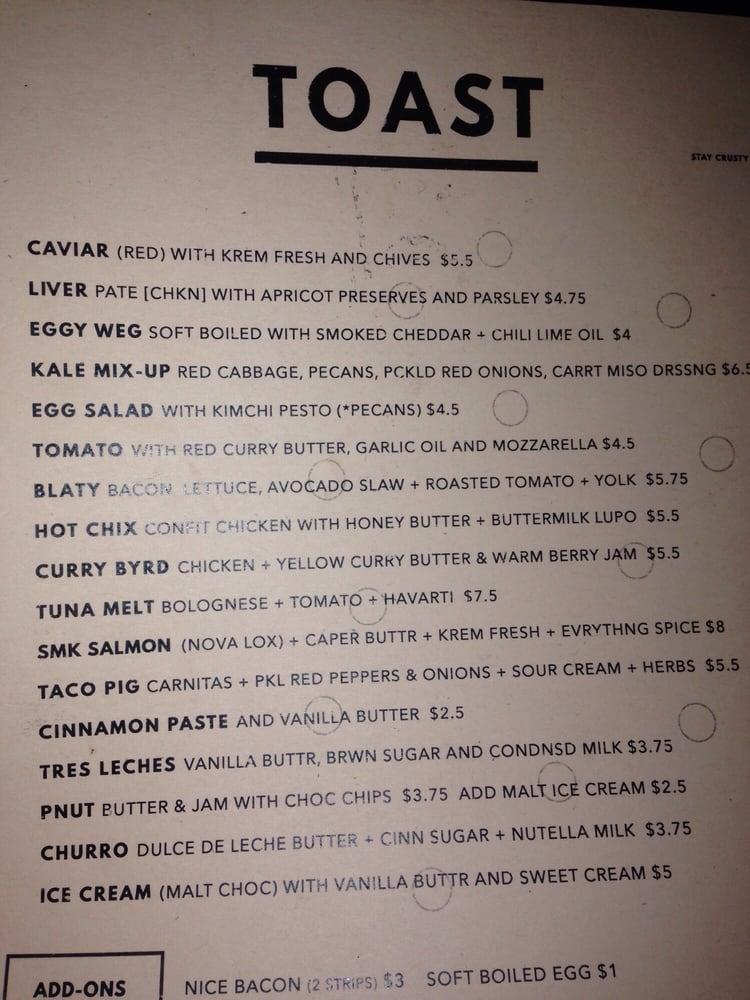 Menu at Toast pub & bar, Norfolk