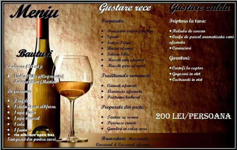 Menu at El Barin, Iași