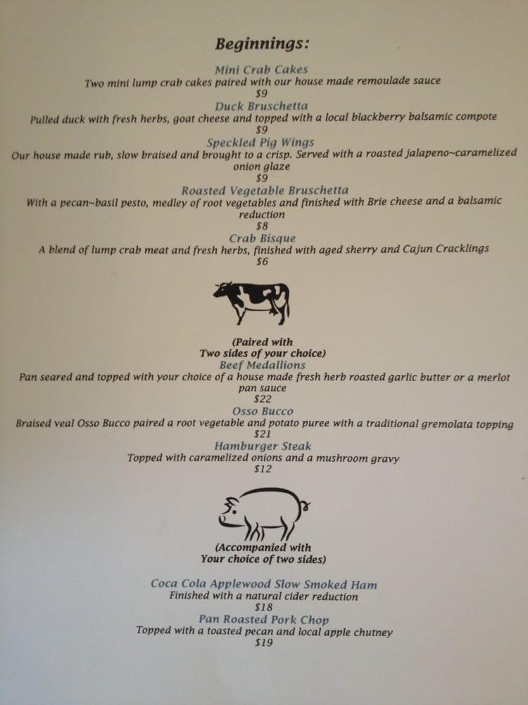 Menu at Harvest House restaurant, Landrum
