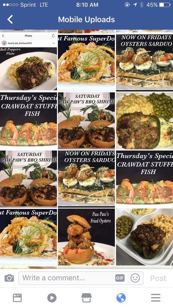Menu at Heard Dat Kitchen restaurant, New Orleans