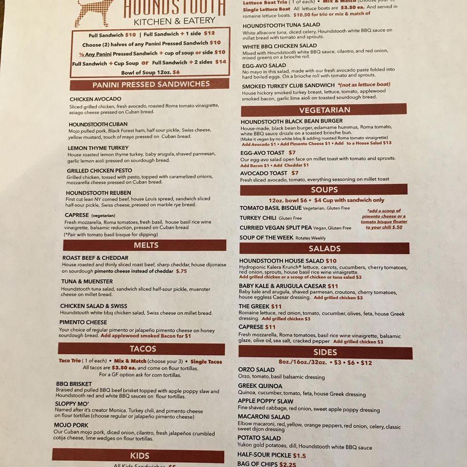 Menu at Houndstooth Kitchen & Eatery restaurant, Maitland