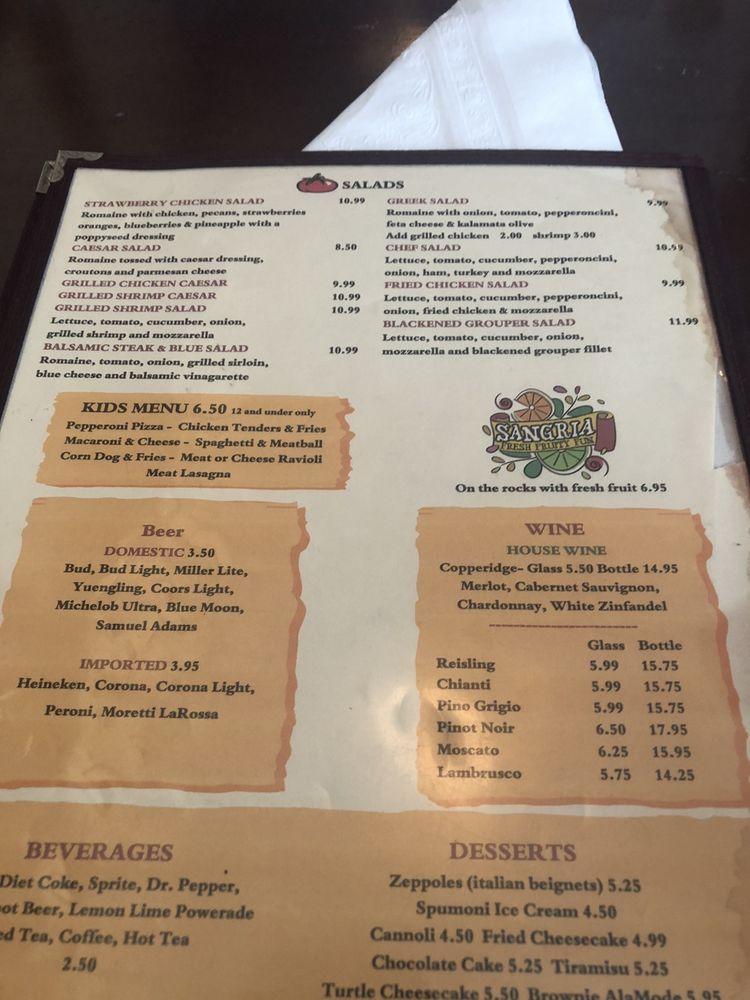 Menu at Petrella's Italian Cafe, Pensacola, W 9 Mile Rd
