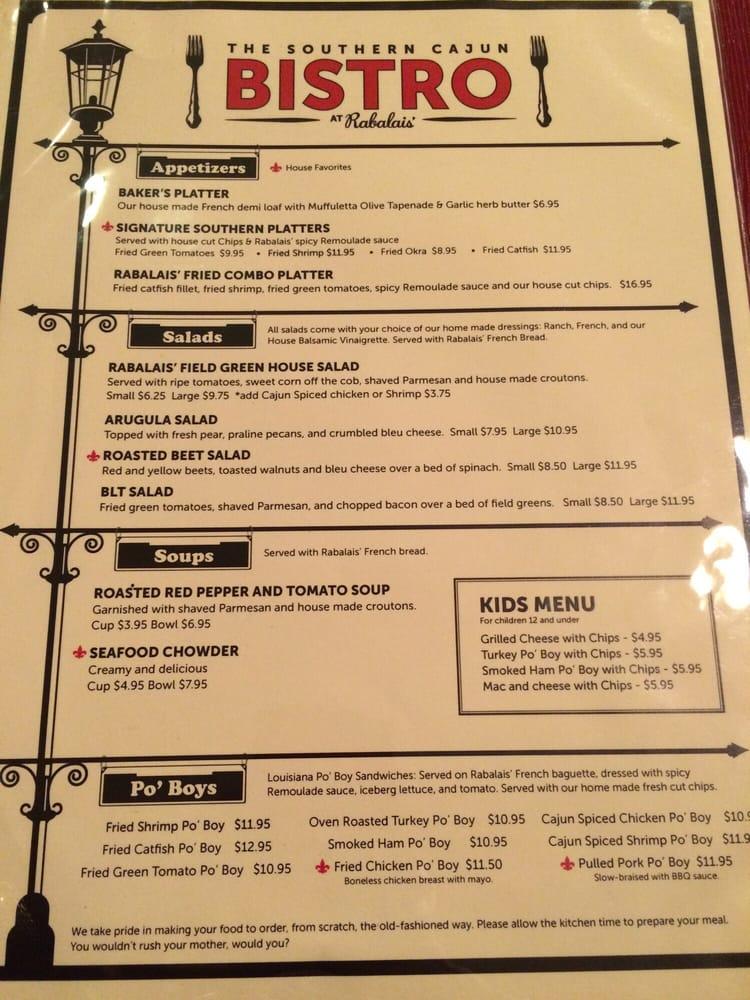 Menu at Rabalais' Bistro cafe, Santa Paula