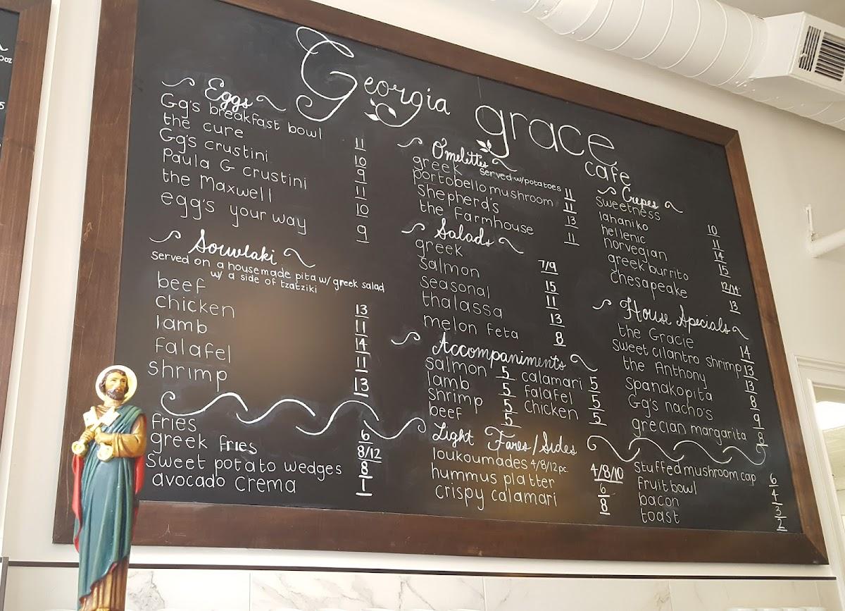 Carta de Georgia Grace Cafe (Gg's Cafe), Ellicott City