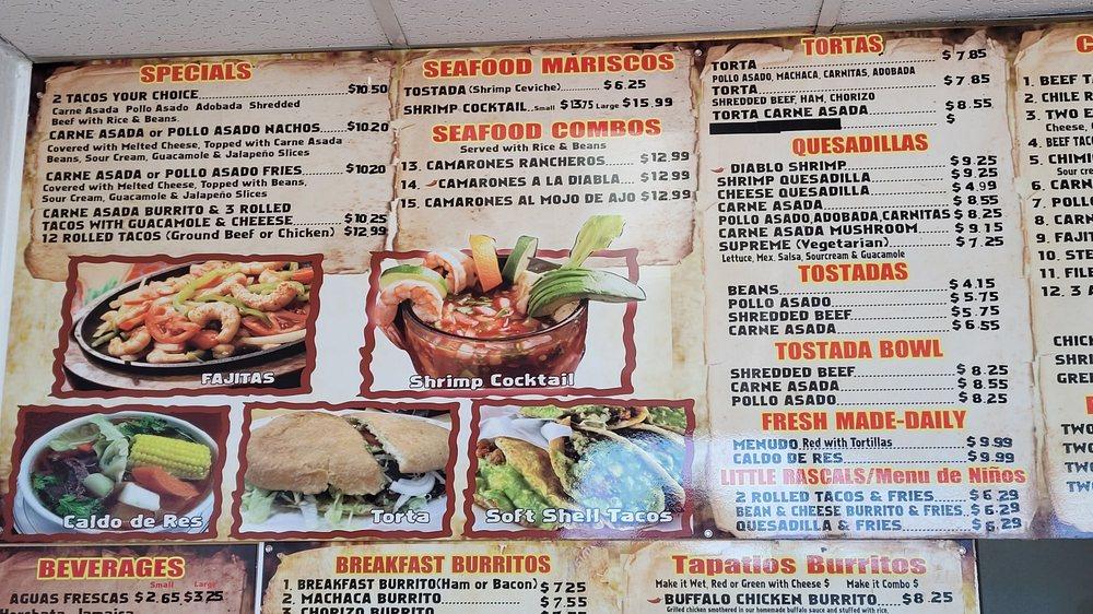 Carta del restaurante Los Tapatios Mexican Food, San Diego, Reo Dr