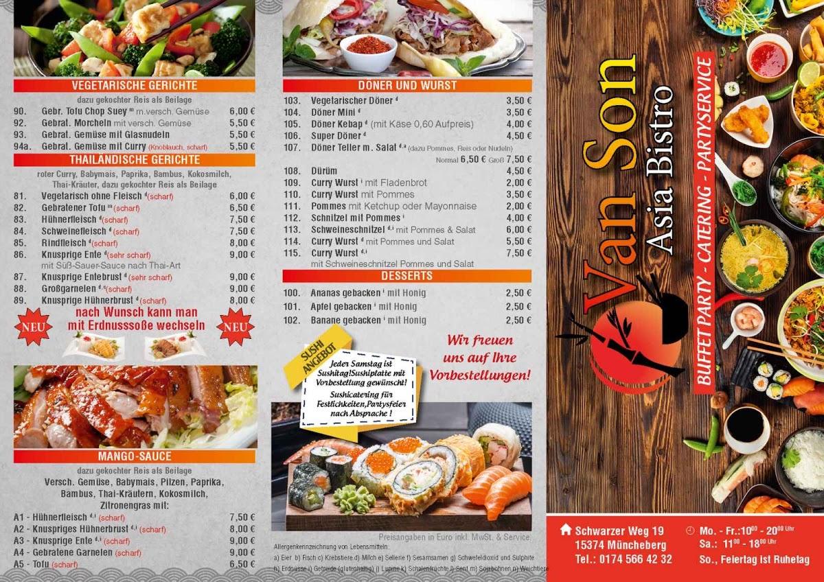 Menu at Asia Bistro Van Son/Sushi Bar, Müncheberg