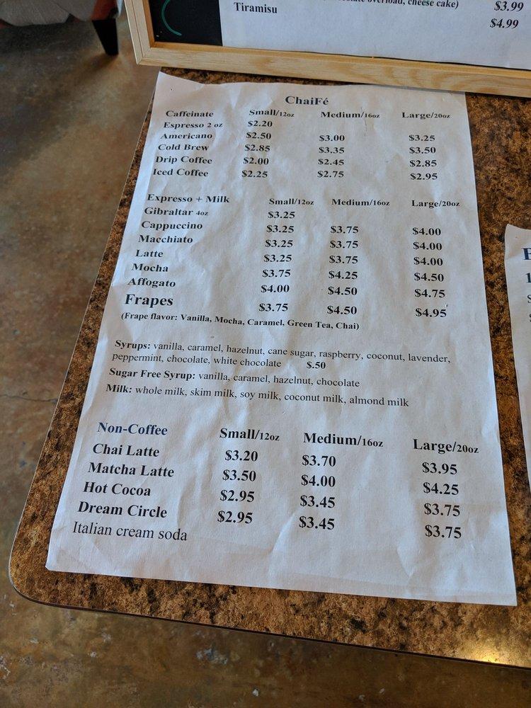 Menu at Cha Fe restaurant, Edmond