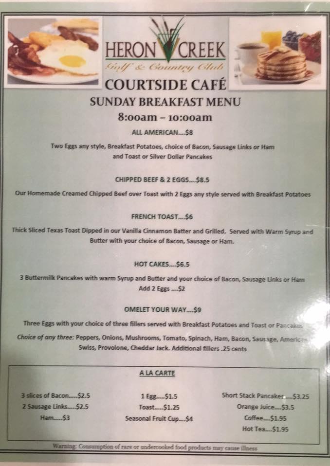 Menu at Courtside Cafe, North Port