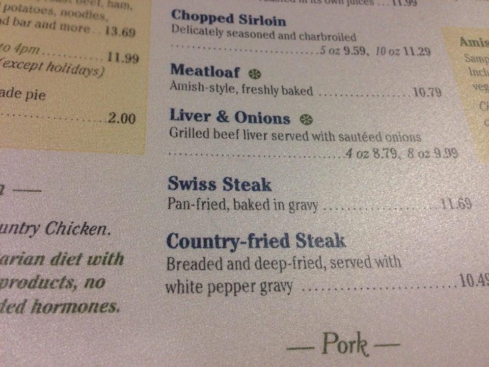 Menu at Der Dutchman restaurant, Plain City