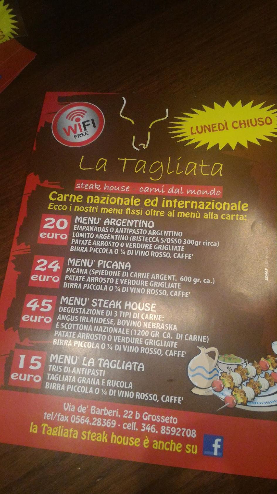 Menu da Regina pizzeria, Grosseto