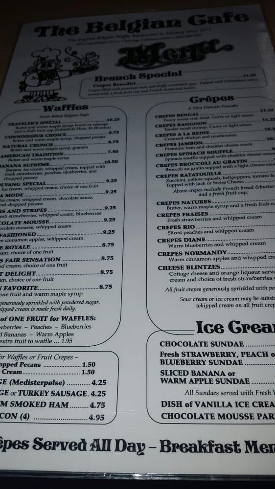 Menu at Belgian Cafe, Solvang