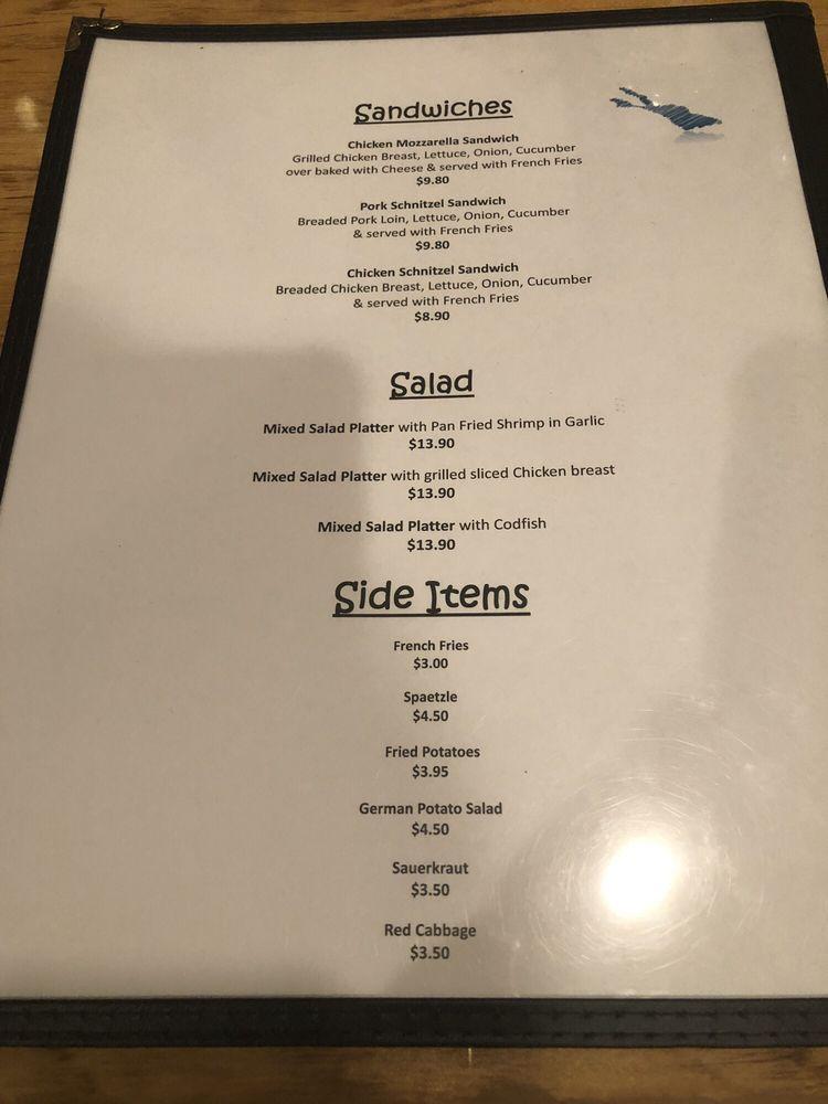 Menu at Bodensee restaurant, Helen, 64 Munich Strasse