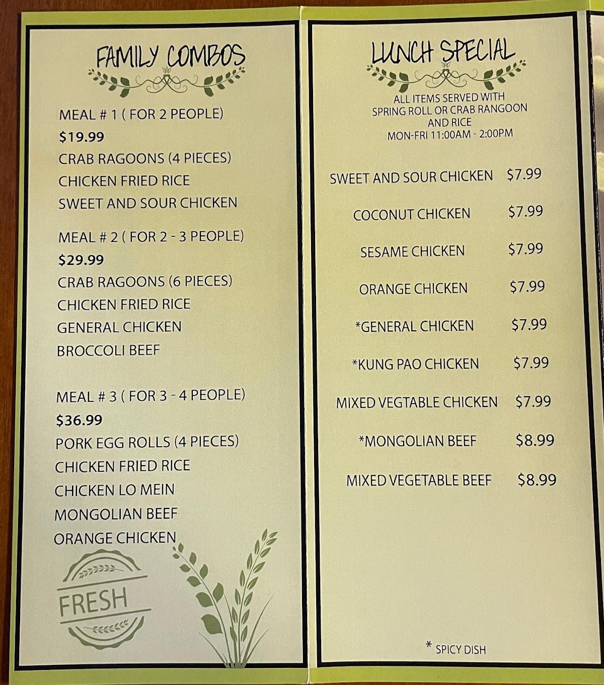 Menu at China Fresh restaurant, Trenton