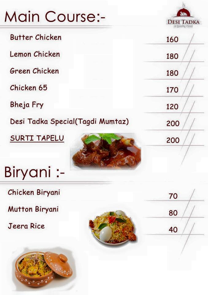 Menu at Desi Tadka, Surat, Nr