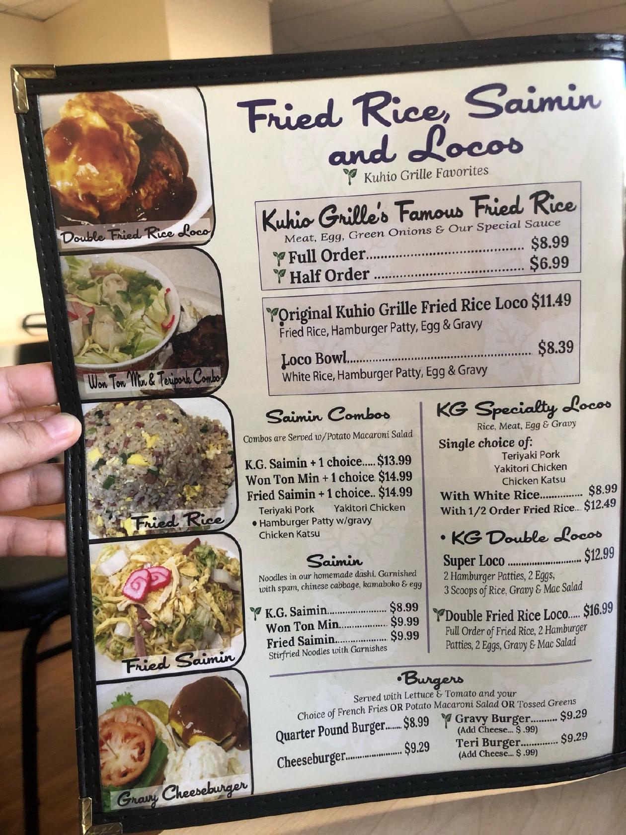 Menu at Kuhio Grille (Kaimuki) BBQ, Honolulu, Waialae Ave # B4