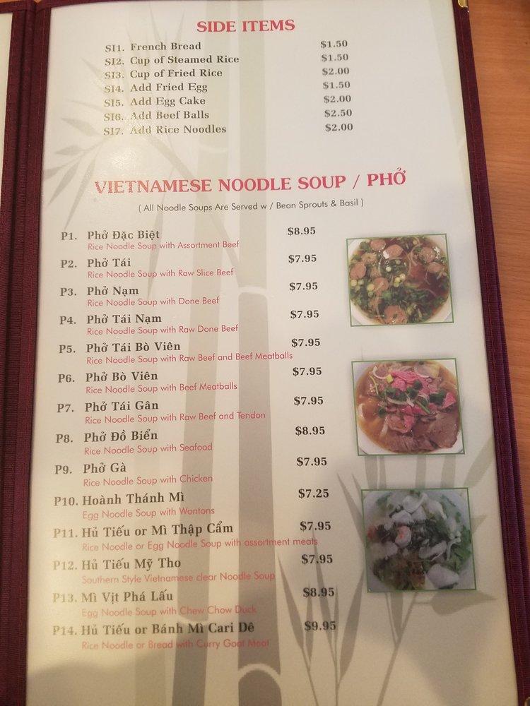 Menu at Phở NB restaurant, New Braunfels
