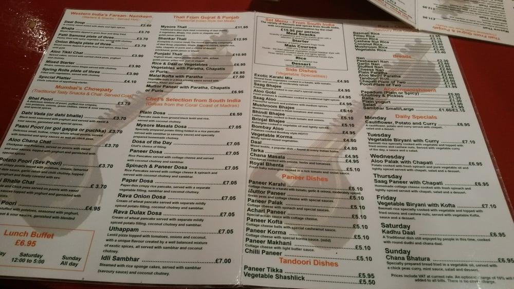 Menu at Ravi Shankar Bhelpoori House restaurant, London, 133-135 ...