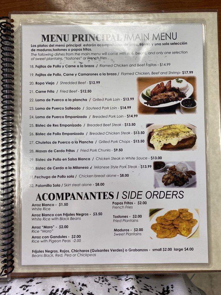 Menu at Cafe Que Rico, North Miami Beach