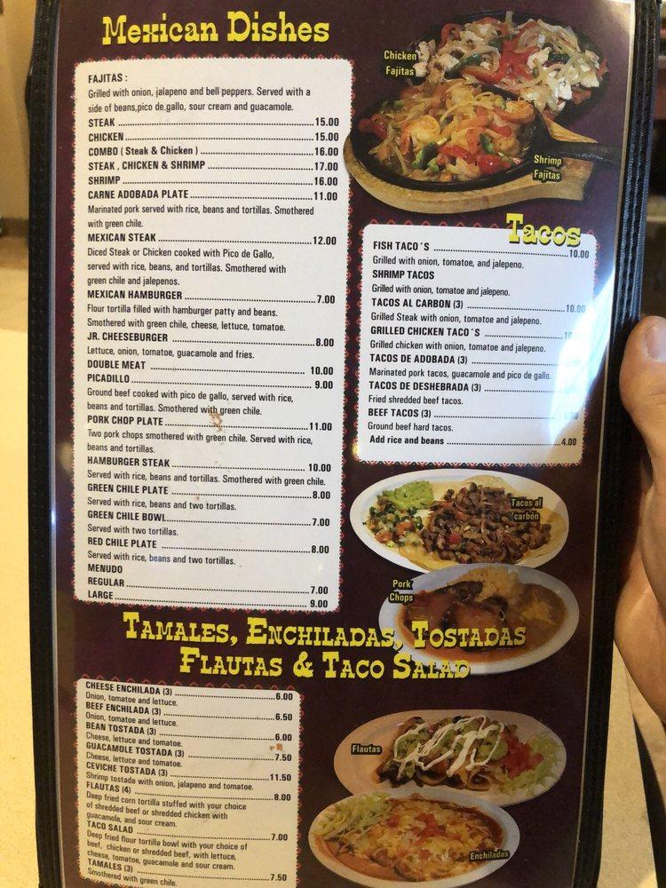 Menu at El Rancherito restaurant, Denver