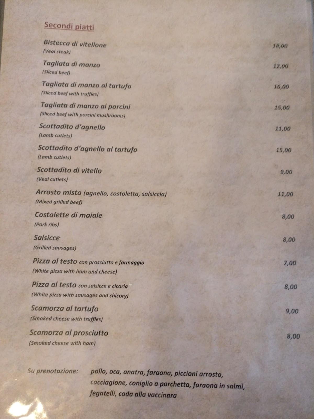 Menu da Il Verde Olivo ristorante, San Gemini
