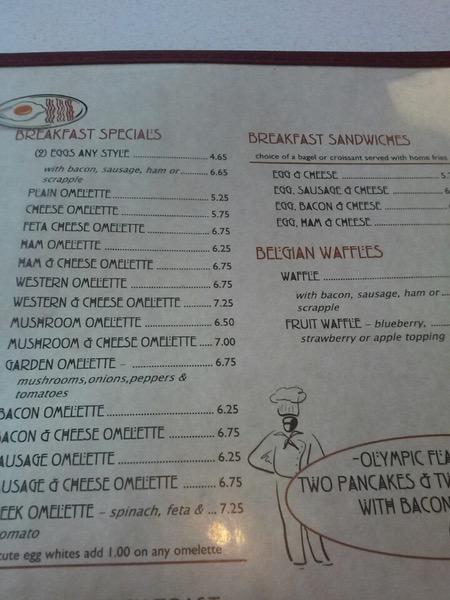 Menu at Olympic Flame Restaurant, Wildwood, Boardwalk