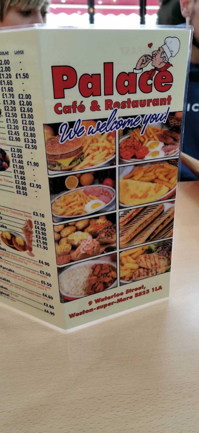Menu at Palace Cafe & Restaurant, Weston-super-Mare