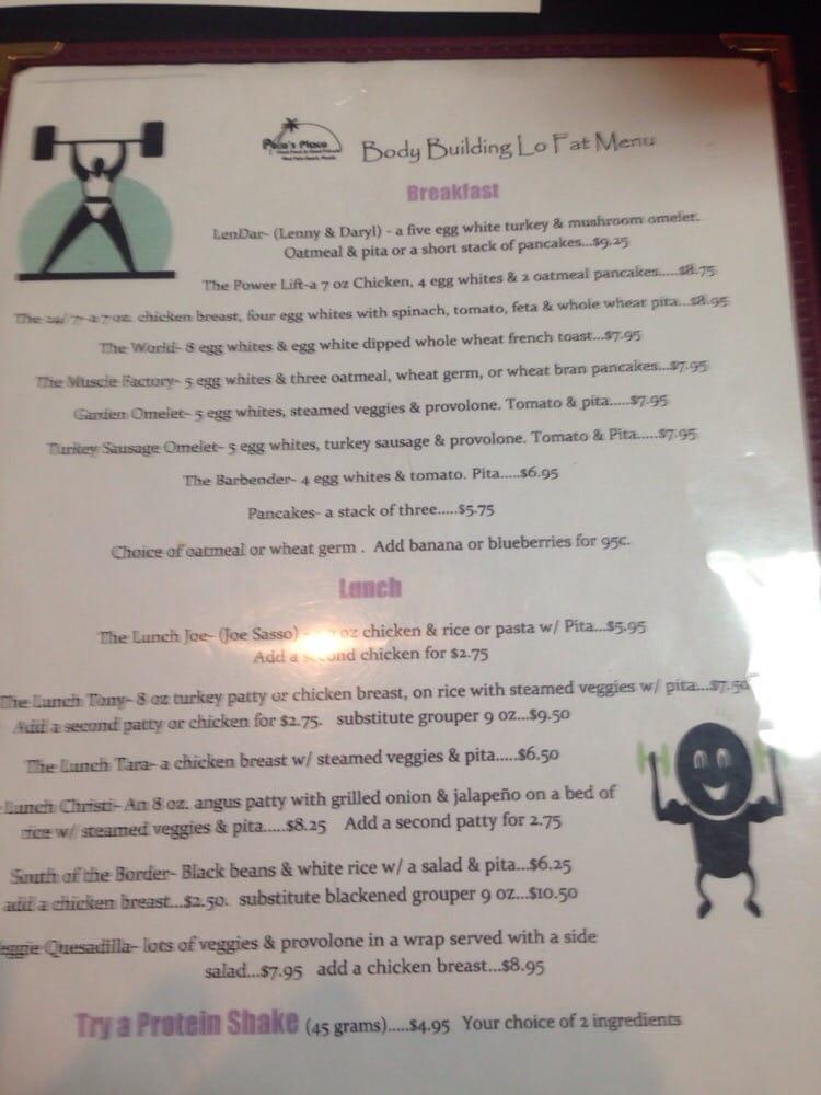 Menu at Pete's Place restaurant, West Palm Beach, N Jog Rd