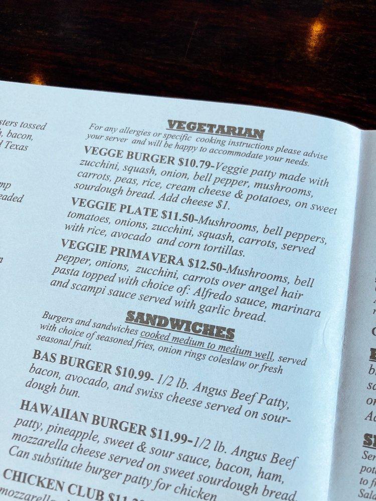 Menu at Pirates Landing Restaurant, Port Isabel