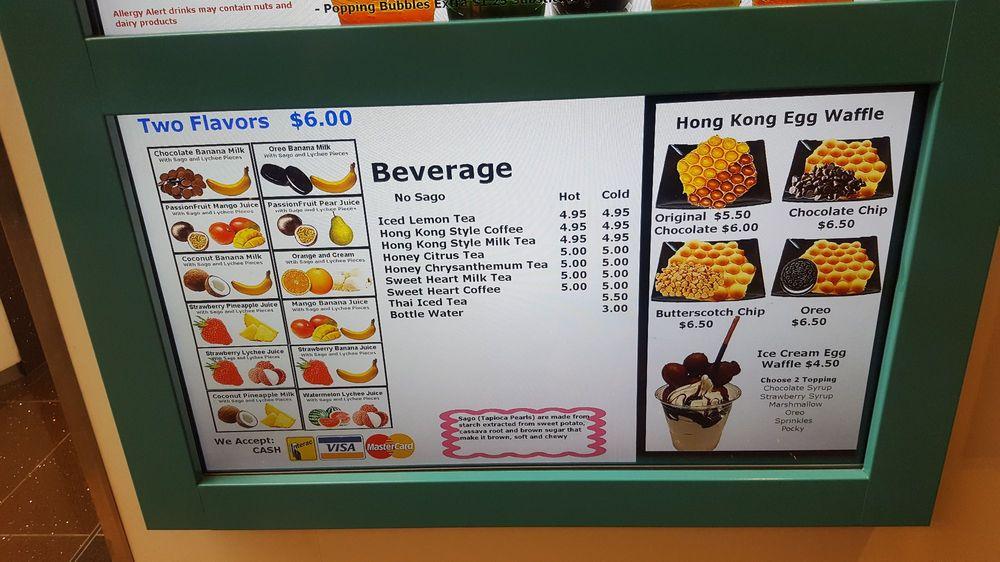 Menu at Q Tea Bubble Tea & Waffles pub & bar, Edmonton