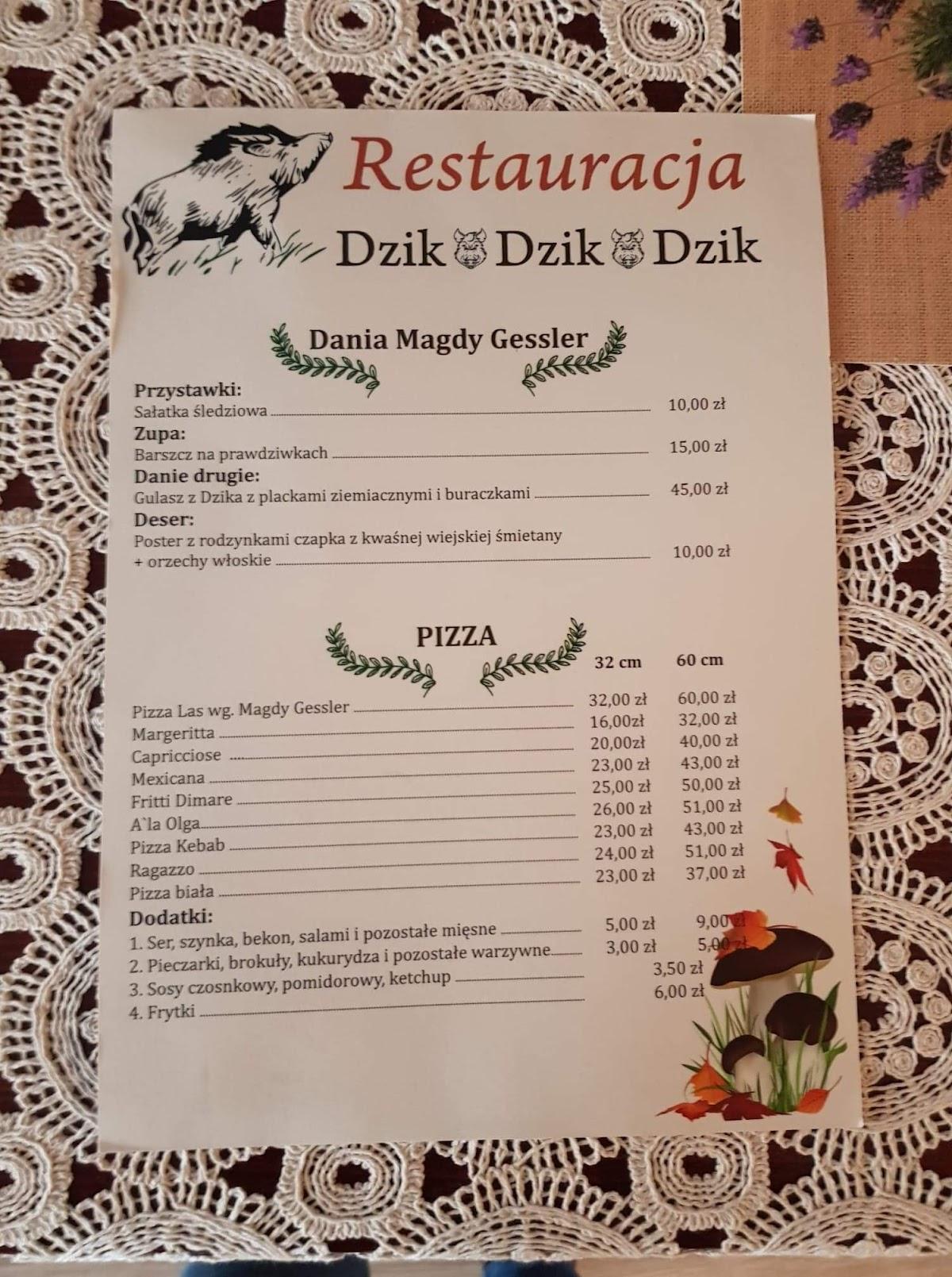 Menu at Restauracja Dzik Dzik Dzik restaurant, Barlinek