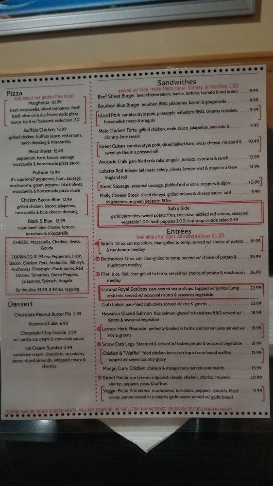 Menu at Main Street Bar & Grill, Lock Haven