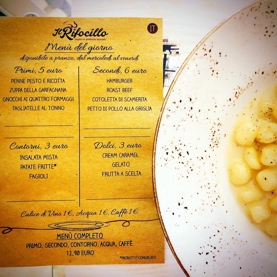 Menu da Il Rifocillo ristorante, Fauglia