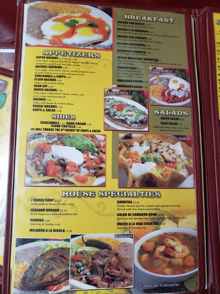 Menu at La Costa Mexican Restaurant, Fortuna