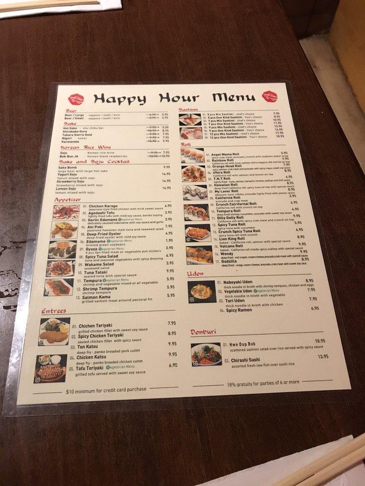 Menu at Ozora Sushi Restaurant, Concord