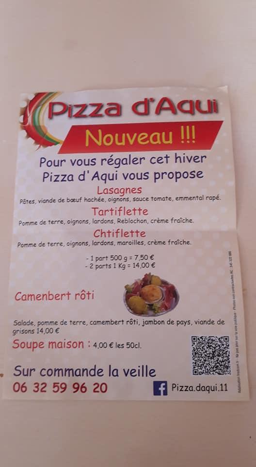 Menu at Pizza d'Aqui restaurant, Carcassonne