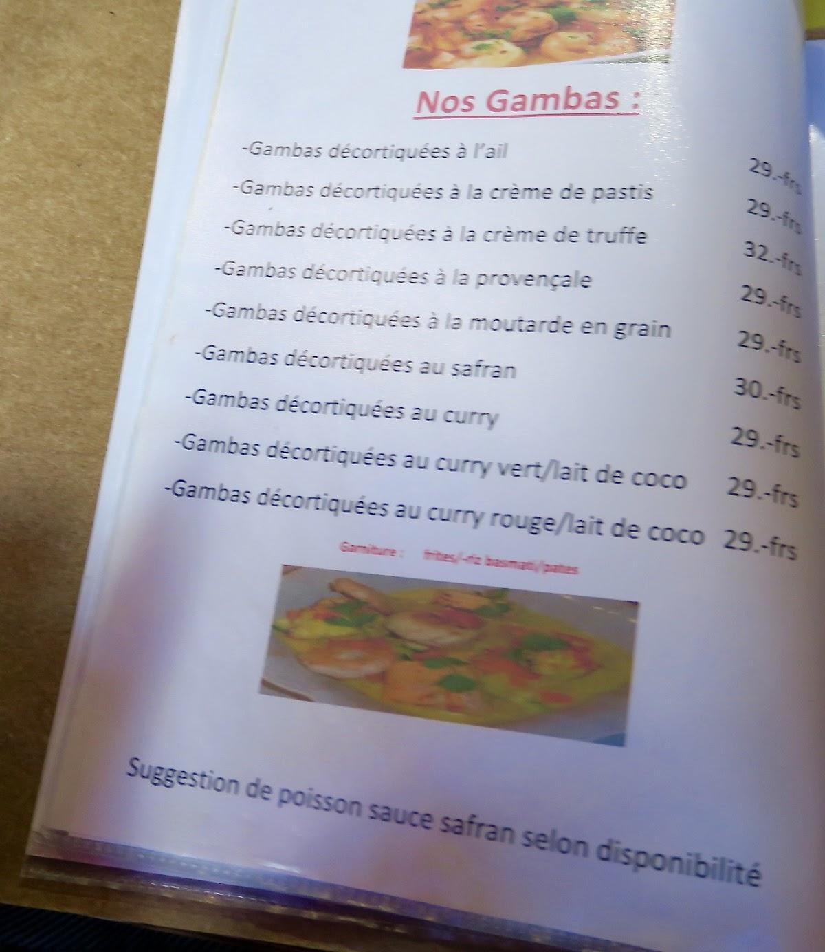 Menu at Le Ranch, Bex