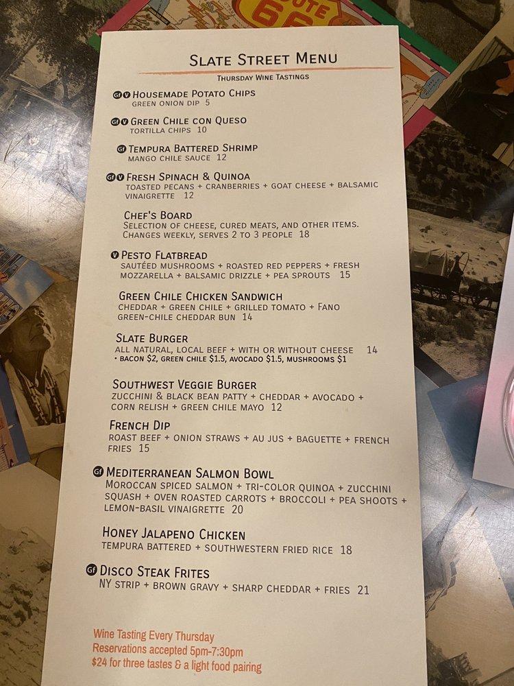 Menu at Slate Street Cafe, Albuquerque, 515 Slate Ave NW