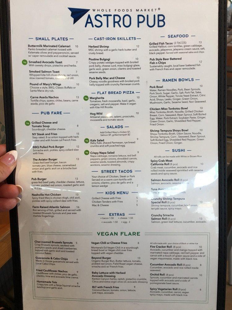 Menu at Astro Pub, Los Angeles, W Jefferson Blvd