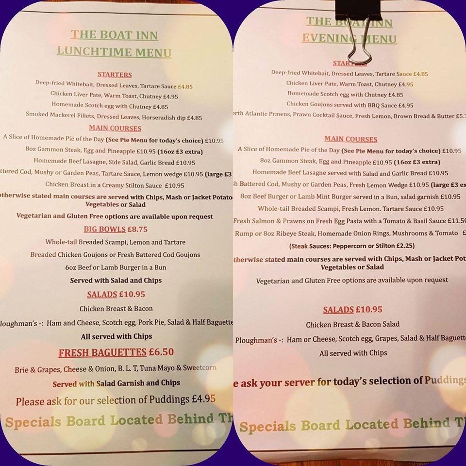 Menu at Boat Inn pub & bar, Norbury