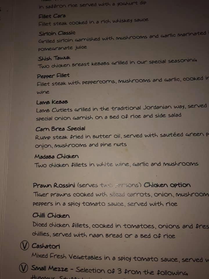 Carta de Carn Brea Castle Restaurant, Redruth